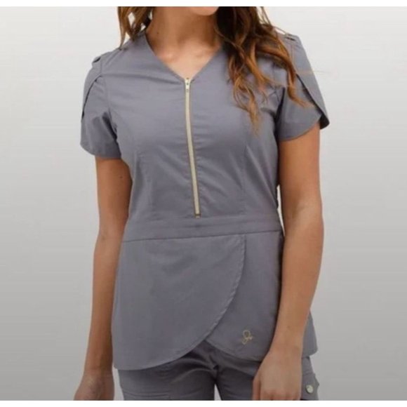 Jaanuu | Tops | Jaanuu Signature Tulip Scrub Top Gray | Poshmark
